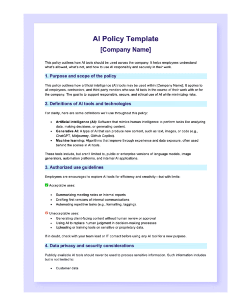 AI Policy Template: What To Include and Why (Plus Free Template) - AIHR