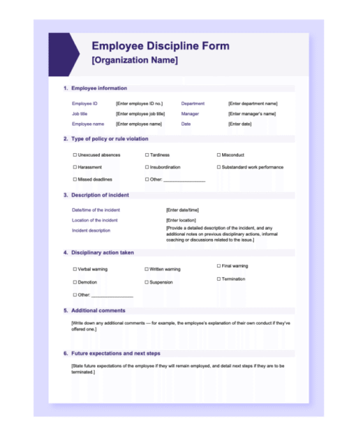 FREE Employee Discipline Form for a Fair Disciplinary Process
