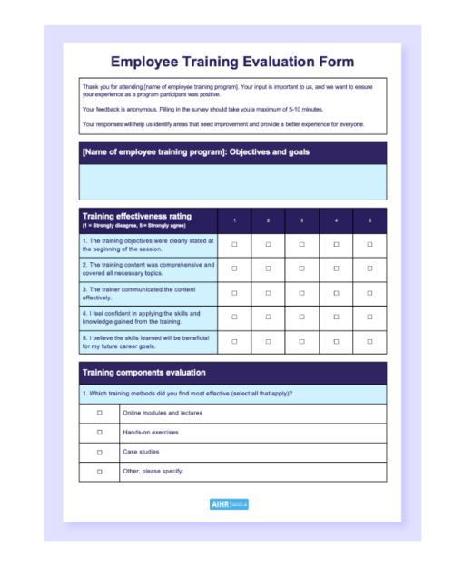 How To Create and Use a Training Evaluation Form (+ Template) - AIHR