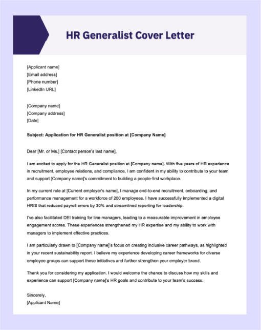 Write The Best HR Generalist Cover Letter (+ FREE Template) - AIHR
