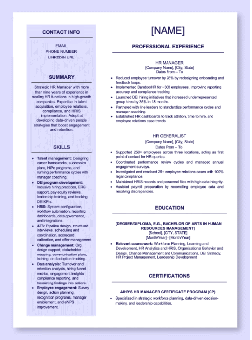 Write An Exceptional HR Manager Résumé (+ FREE Template)