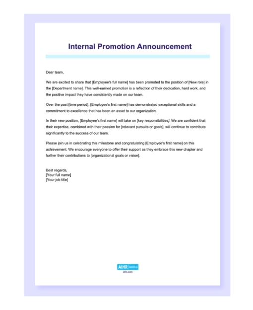 Promotion Announcement: How To Write One (+ 3 Free Templates) - AIHR