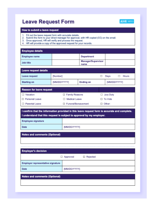 [Free] Ready-To-Use Leave Request Forms - AIHR