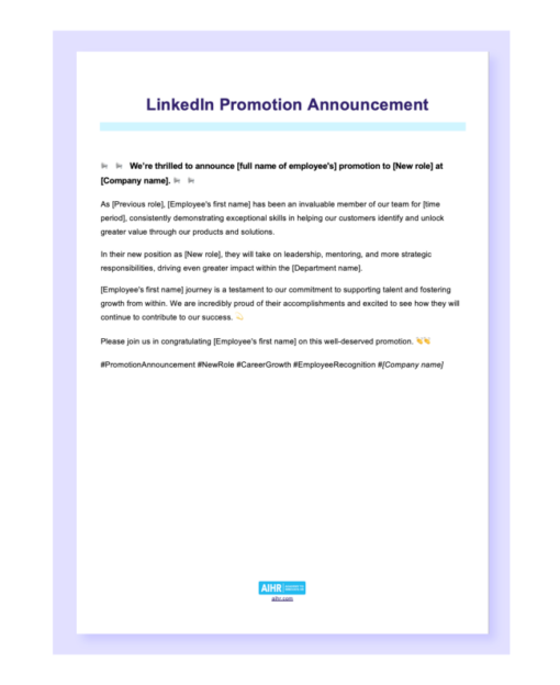 Promotion Announcement: How To Write One (+ 3 Free Templates) - AIHR