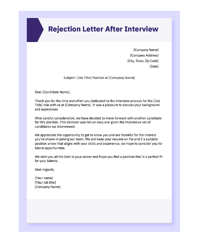 Job Interview Rejection Letter Template Infoupdate