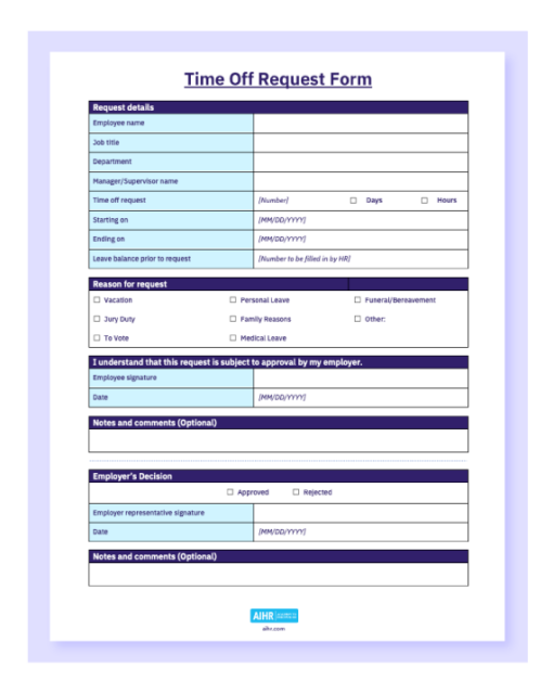 Time Off Request Form Template + How-To Guide