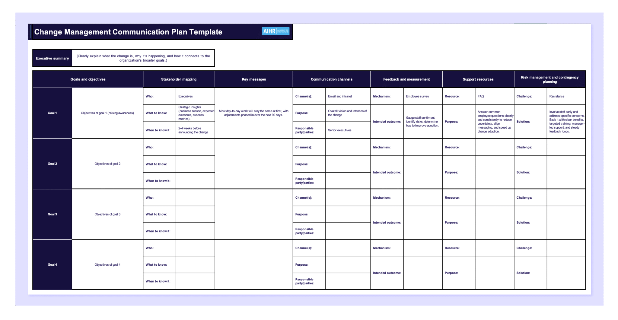 FREE Change Management Communication Plan Template