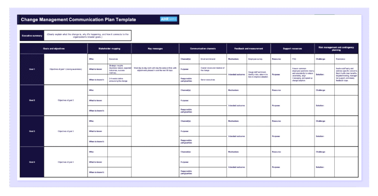 FREE Change Management Communication Plan Template