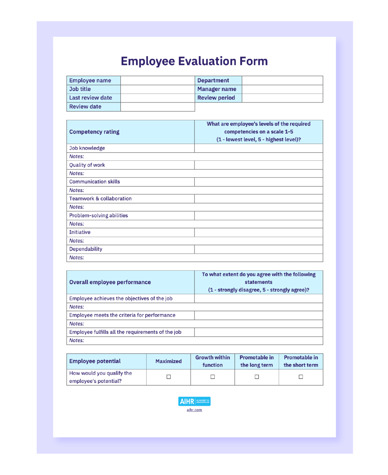 Employee Evaluation Form Template Luxury Employee Evaluation Form My