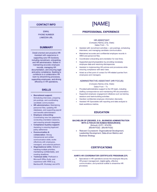 Create a Standout HR Assistant Résumé (Free Template)