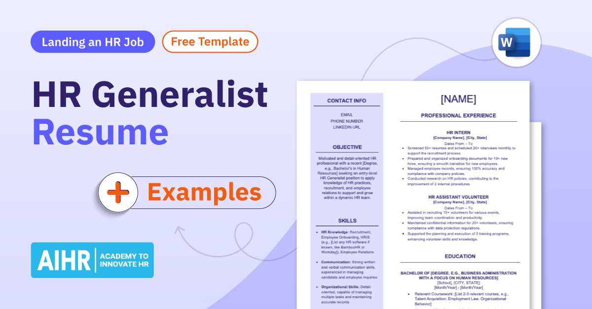 How To Create an HR Generalist Resume [Examples + Templates] - AIHR
