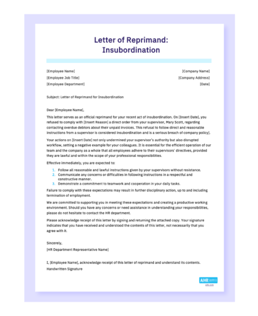 How To Write a Letter of Reprimand [+ Free Templates] - AIHR