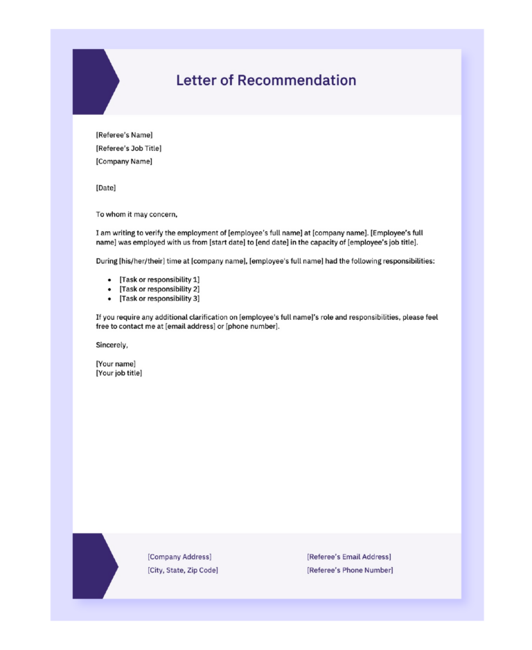 4 Free Letter of Recommendation for Employee Templates - AIHR