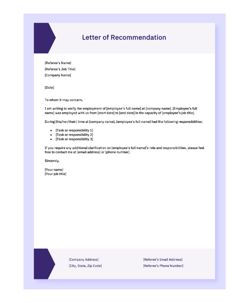 Personal Recommendation Letter Template Friend Recommendatio