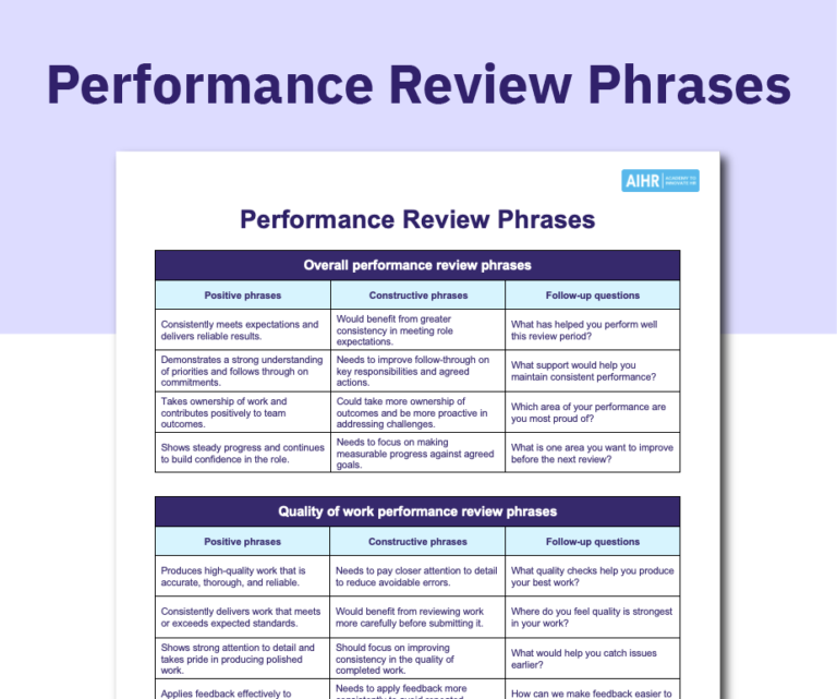 192 Performance Review Phrases & Follow-Up Questions - AIHR