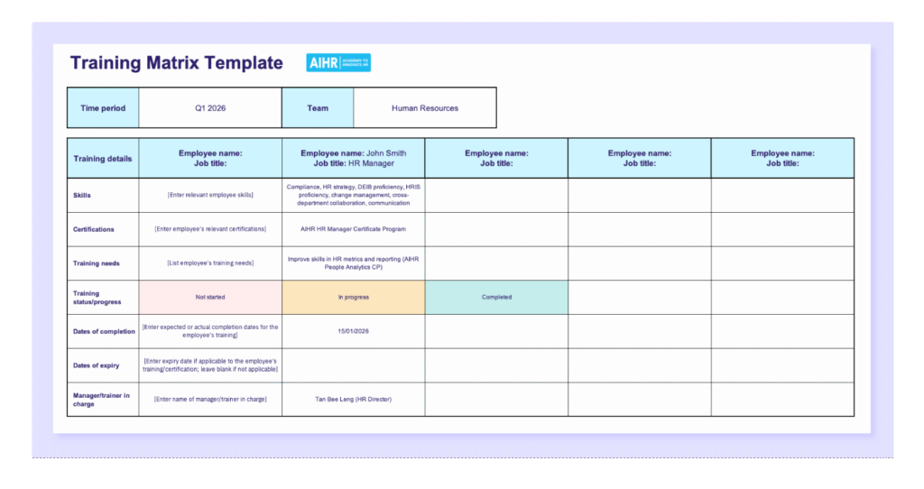 Free Training Matrix Template: Build & Track Employee Training - AIHR