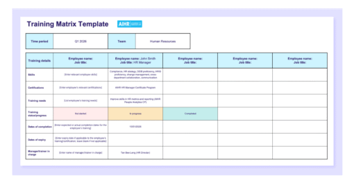 Free Training Matrix Template: Build & Track Employee Training - AIHR