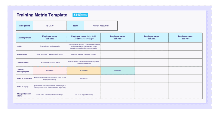 Free Training Matrix Template: Build & Track Employee Training - AIHR